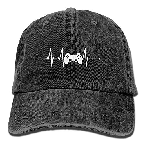 Unisex Baseball Cap Cotton Denim Hat Video Game Controller Heartbeat ...