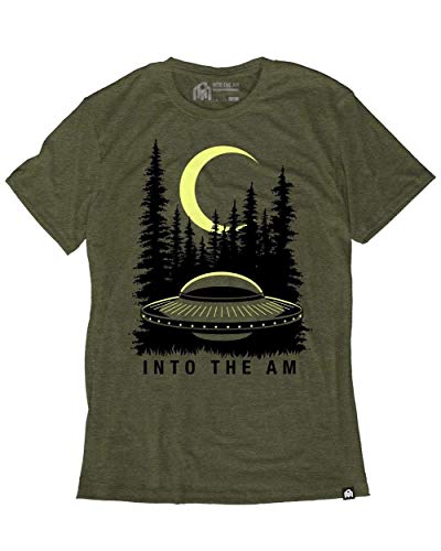 INTO THE AM Extraterrestrial Men's Graphic Tee Shirt (Olive, Medium ...