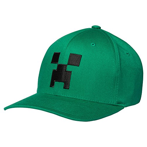 JINX Minecraft Creeper Face Flexfit Baseball Hat, Grownup Fit, Kelly ...